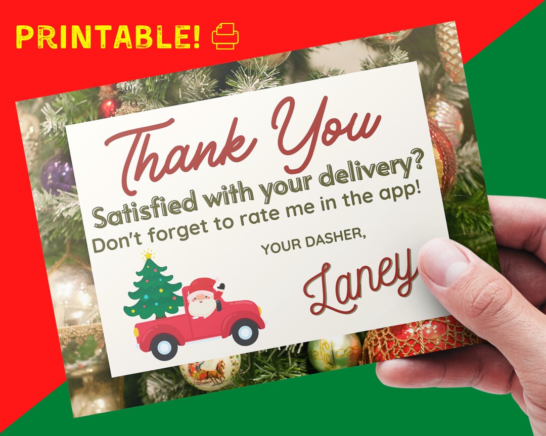 Printable Delivery Driver Christmas Holiday Rating Cards, Personalized ...