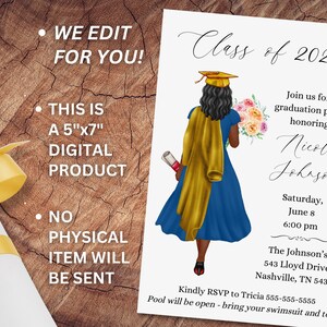 Graduation Invitation 2024 Girl, Graduation Party Digital Invite, Text ...