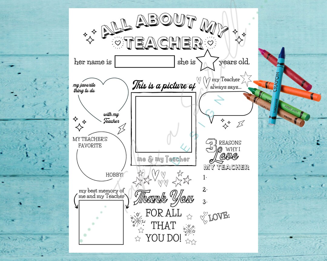 Gift for Teacher From Students, All About My Teacher Printable, Teacher ...