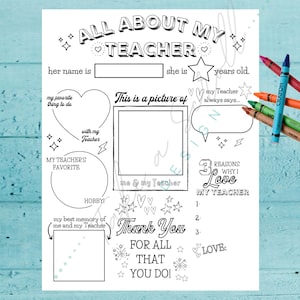 Gift for Teacher From Students, All About My Teacher Printable, Teacher ...