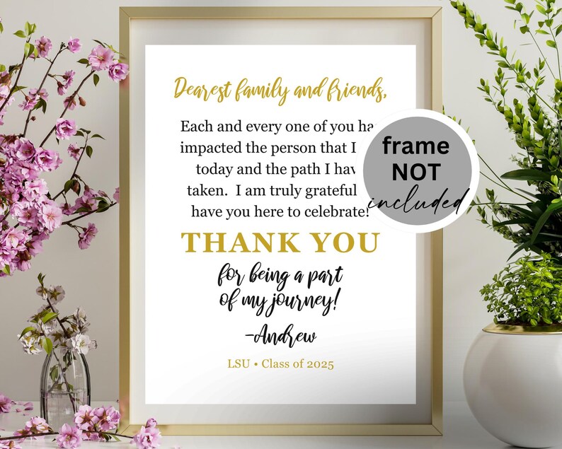 PRINTED Personalized Graduation Thank You Sign, Graduation Party Table ...