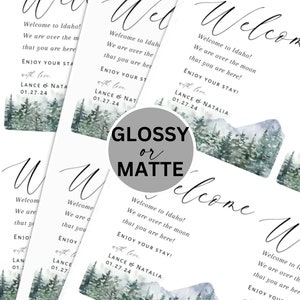 Mountain Wedding Welcome Bag Stickers, Hotel Bag Stickers Bulk ...