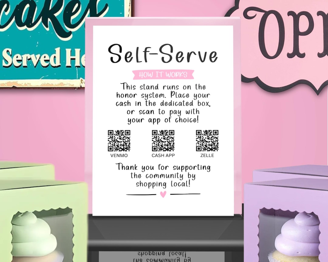 Printable Farmstand Honor System Sign- Scan to Pay Sign for Bakery ...