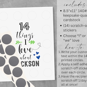 14 Things I Love About You Advent Calendar, Valentine's Day Scratch Off ...