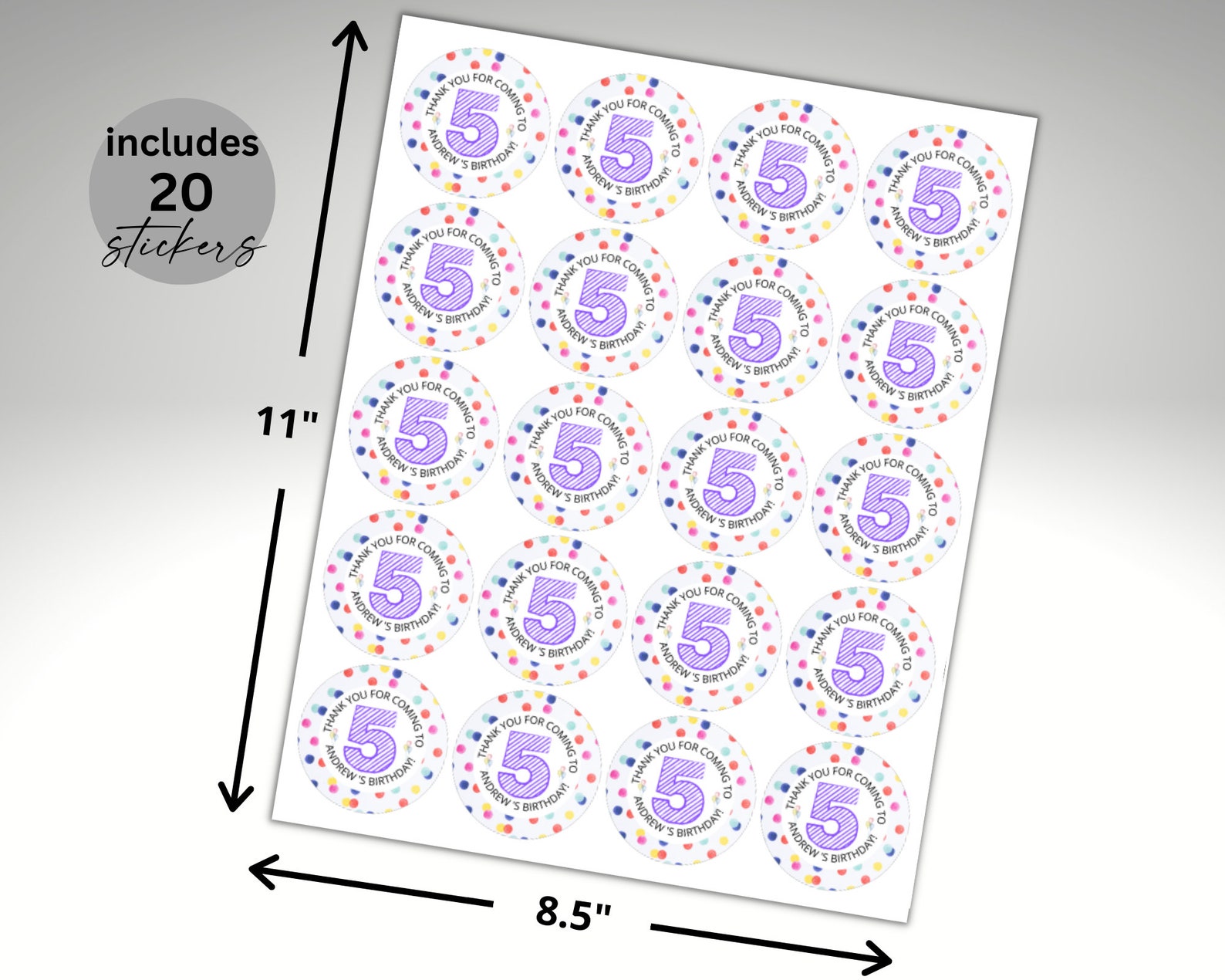 Birthday Favor Stickers for Kids, Personalized Birthday Party Stickers ...