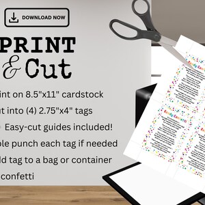 Printable Ready Confetti Tags, Kindergarten Jitter Glitter, Back to ...