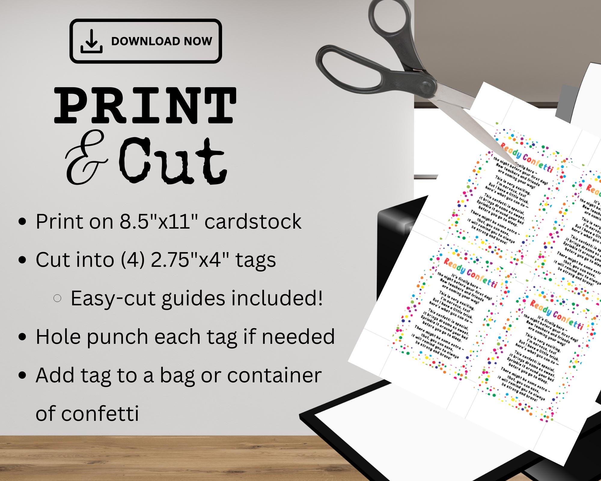 Printable Ready Confetti Tags, Kindergarten Jitter Glitter, Back to ...