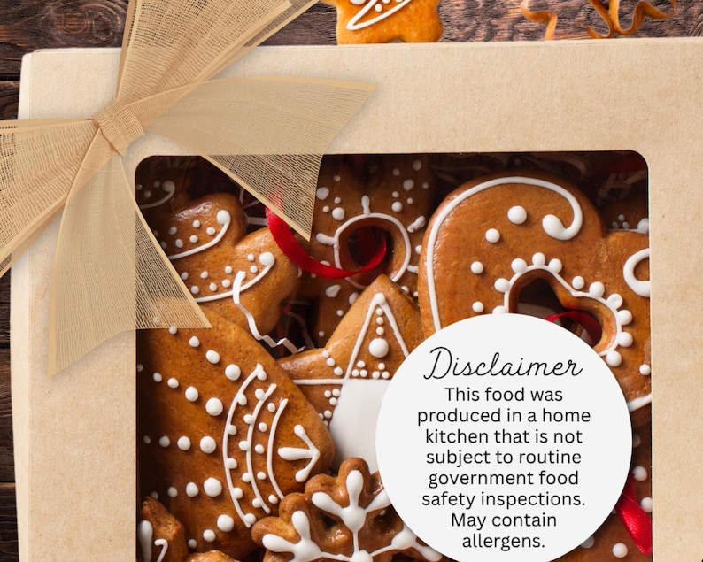 Cottage Food Law Disclaimer Stickers, Waterproof Home Bakery Label ...