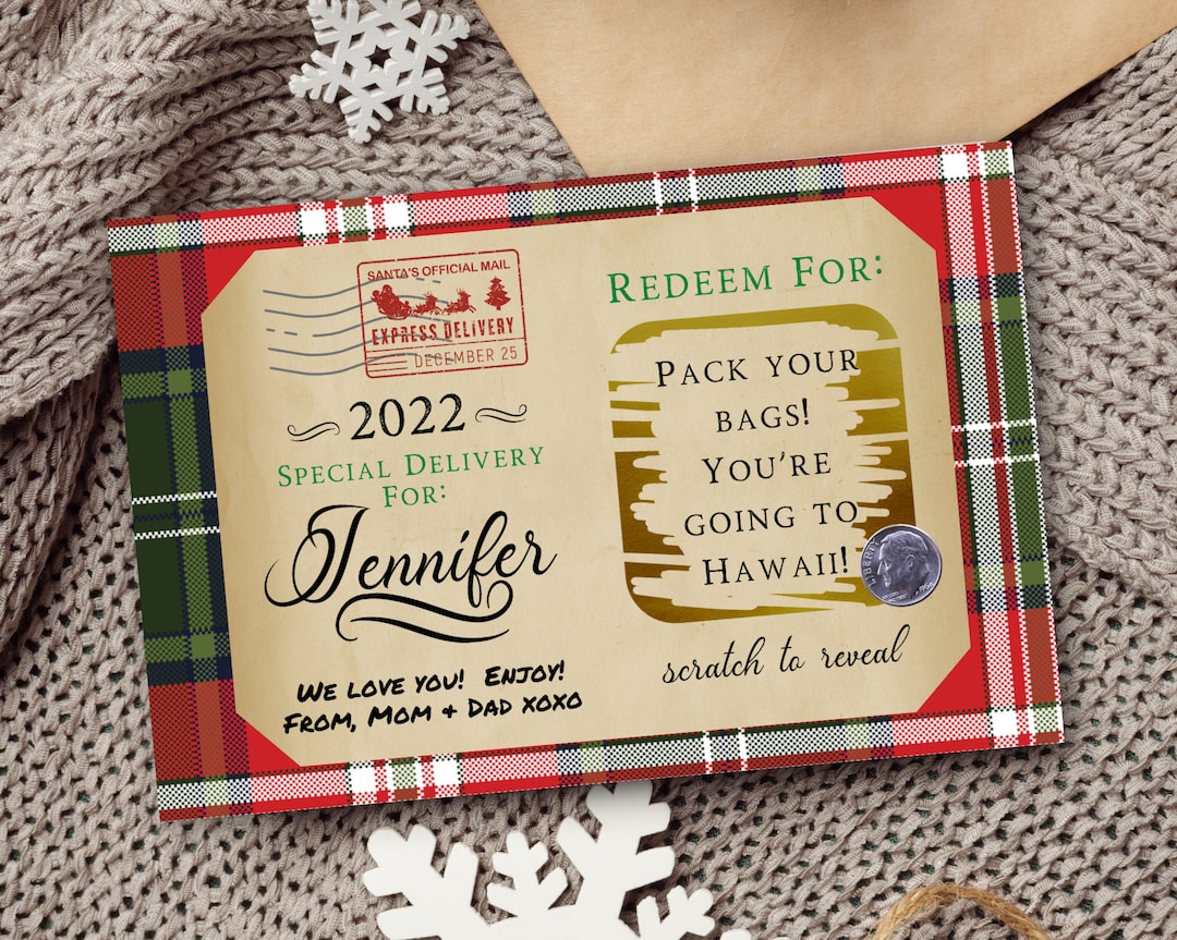 Christmas Scratch off Card, Surprise Trip Reveal, Custom Christmas ...
