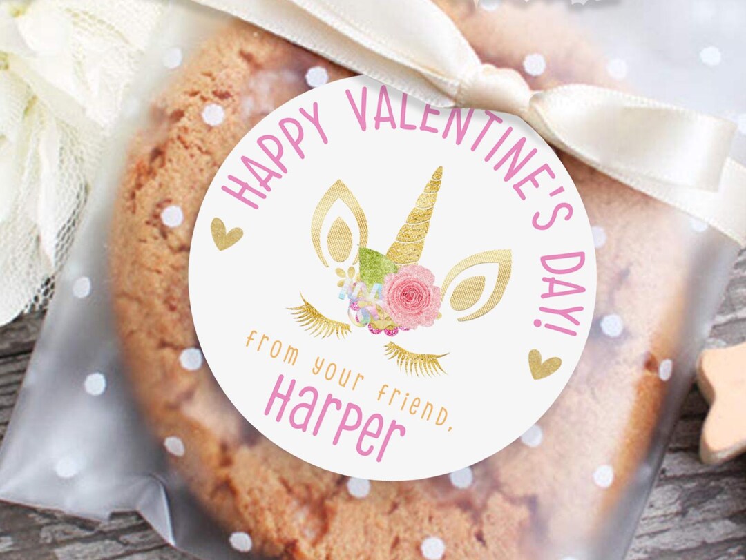 Unicorn Valentines Day Stickers, Treat Bag Favor Labels, Classroom ...