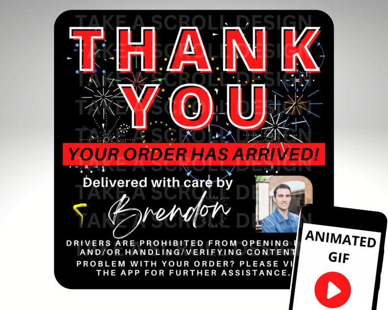 Personalized Dasher Animated Thank You Text, Custom Delivery Driver GIF ...
