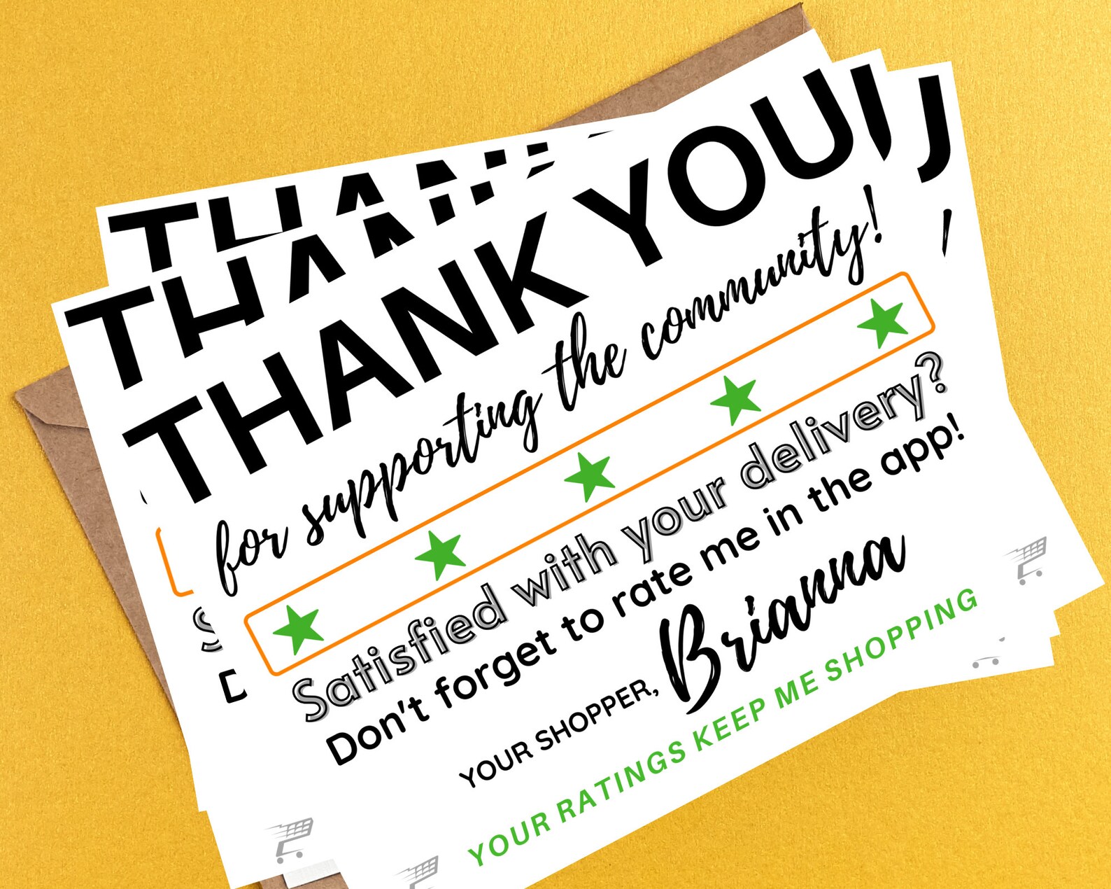 Shopper Personalized Thank You Cards, Custom Printable Digital Download ...