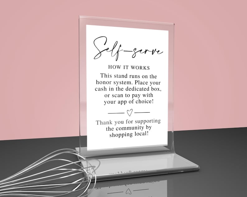 Printable Farmstand Honor System Sign, Bakery Stand Sign, Self Serve ...