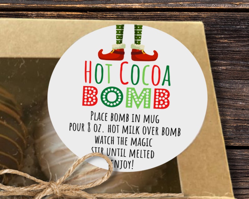 Elf Hot Cocoa Bomb Stickers Hot Chocolate Bomb Labels - Etsy