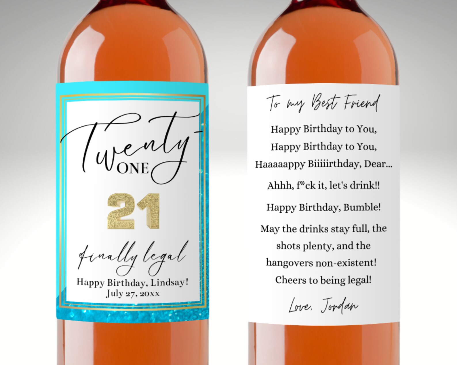 21st Birthday Wine Label Custom 21st Birthday Gift for Her - Etsy