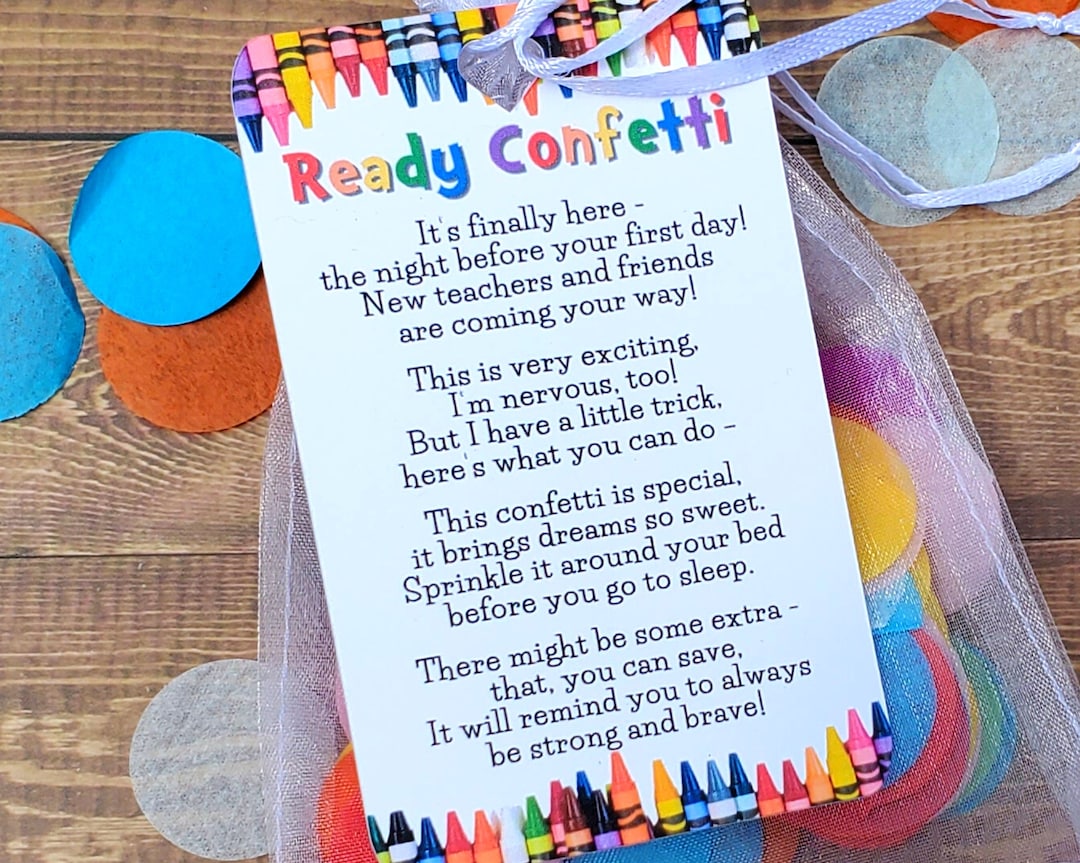 Ready Confetti Poem for Back to School, First Day of School Gift for ...
