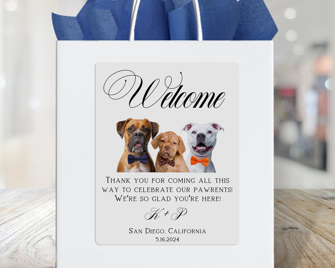 Hotel Welcome Bag Stickers, Dog Wedding Stickers, Guest Gift Bags ...