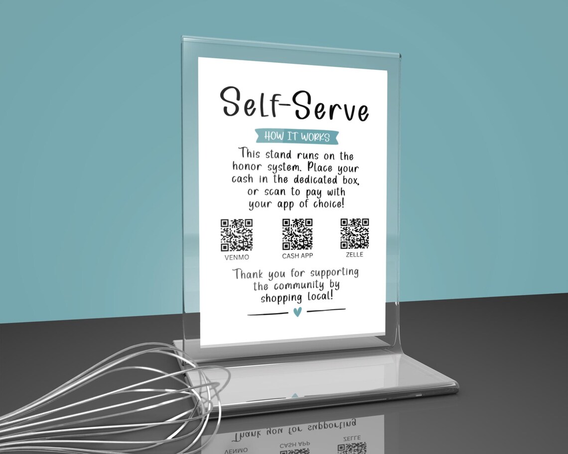 Printable Farmstand Honor System Sign- Scan to Pay Sign for Bakery ...