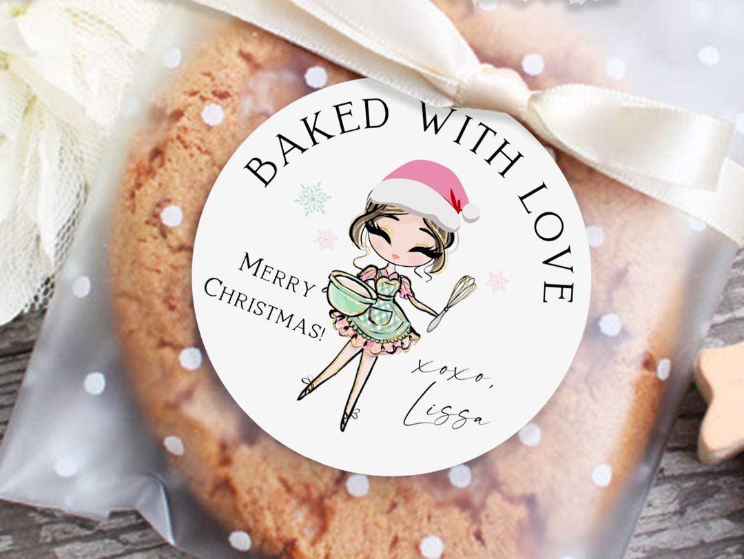 Custom Baking Stickers, Baked With Love Christmas Cookie Stickers ...