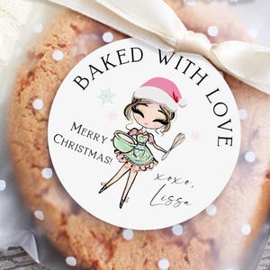Custom Baked With Love Stickers, Christmas Cookie Stickers, Bakery ...