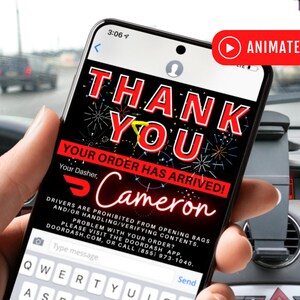 Custom Doordash Delivery GIF Thank You Text, Animated Your Order Has ...