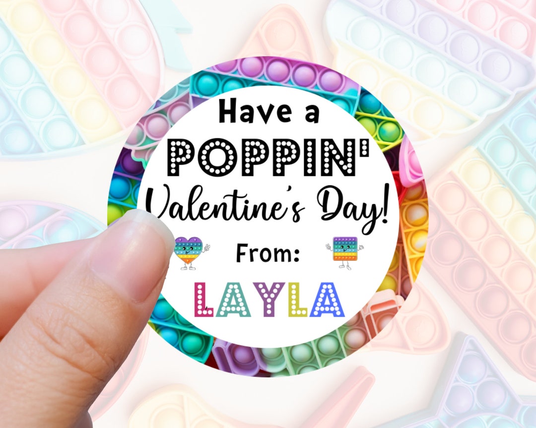 Poppin' Valentine's Day Stickers for Kids, Personalized Classroom ...