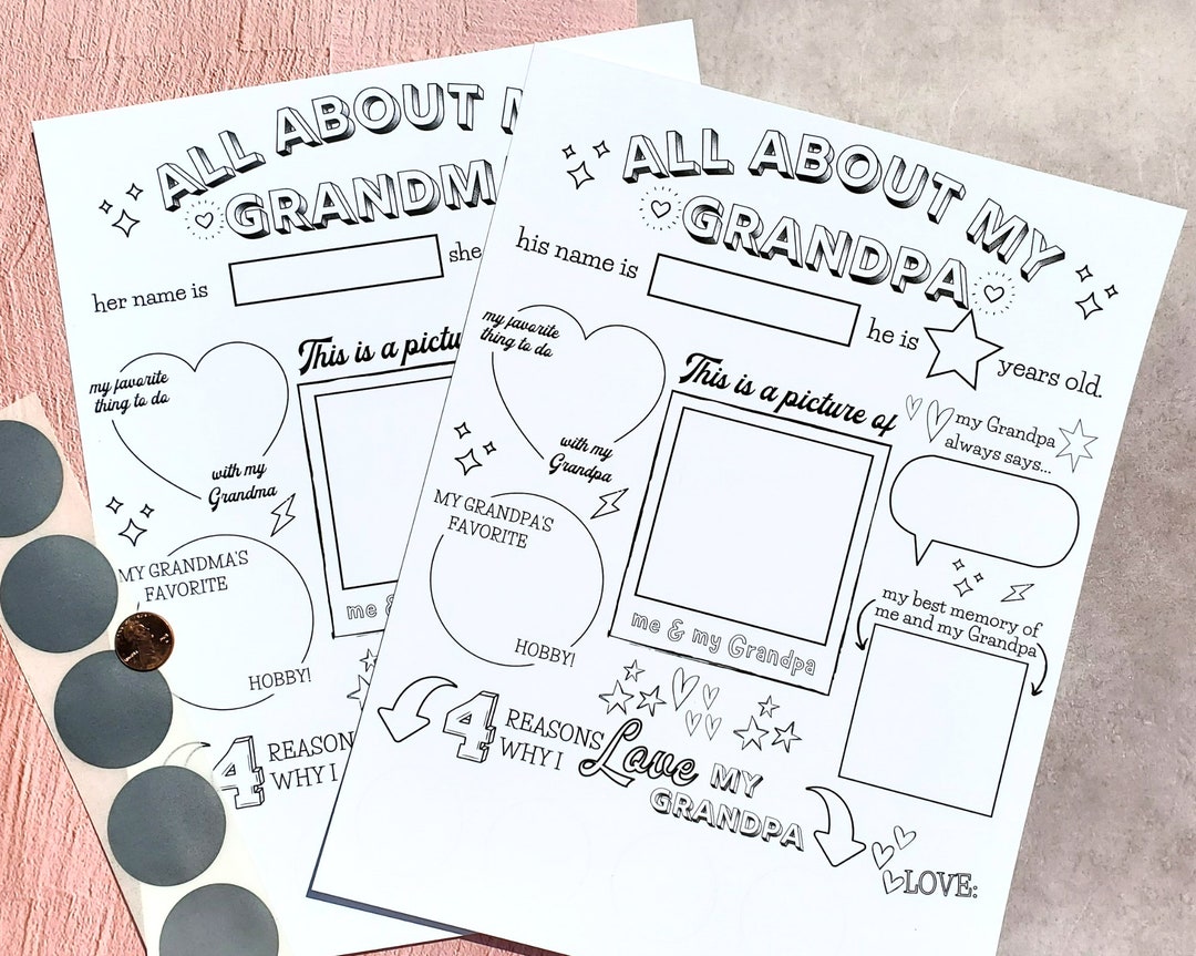 All About My Grandma, Grandpa Scratch off Stickers, Mimi Gift From ...