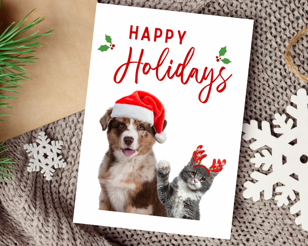 Printable Dog Christmas Card, Pet Holiday Card, Digital Download ...