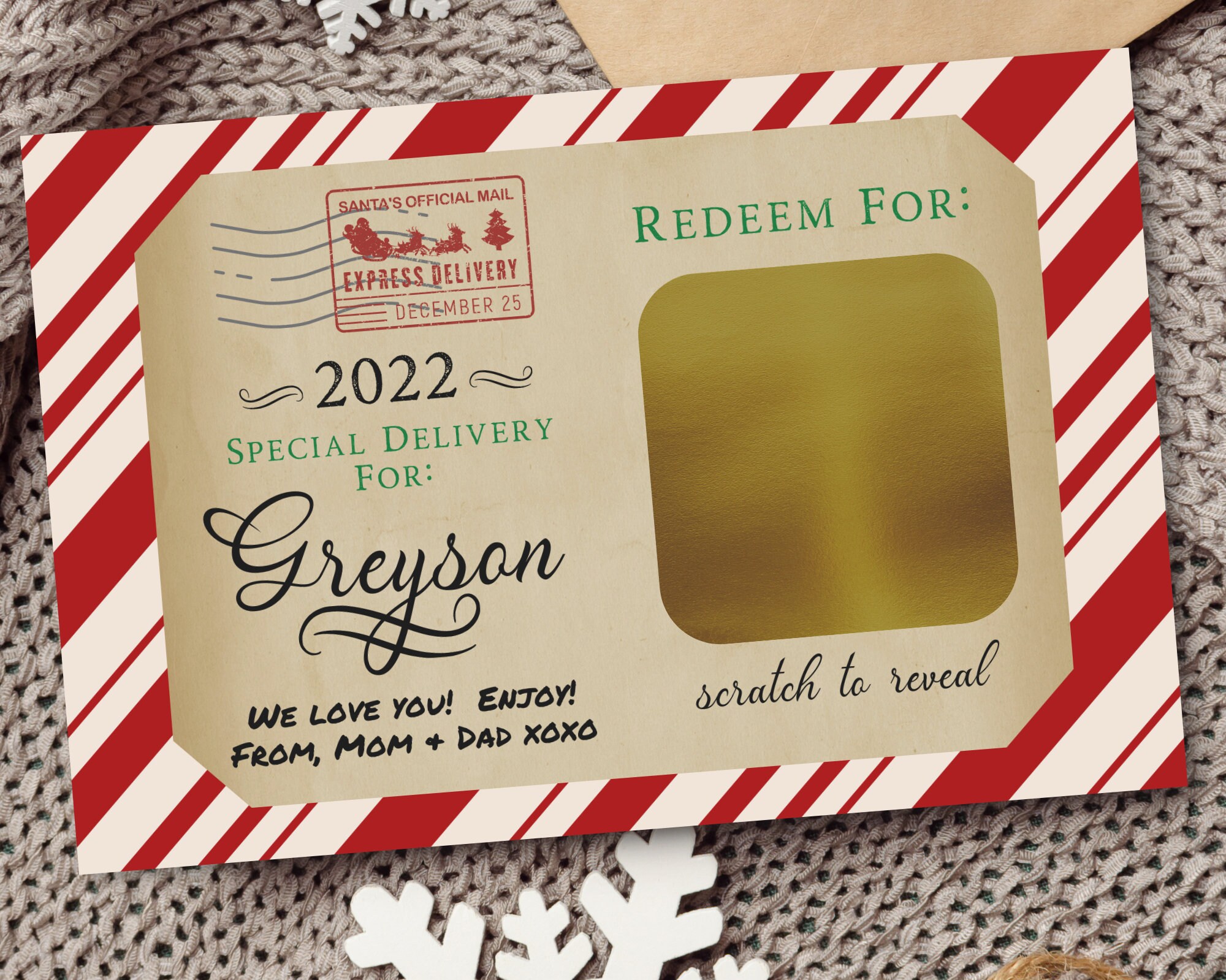 Christmas Scratch off Card, Surprise Trip Reveal, Custom Christmas ...