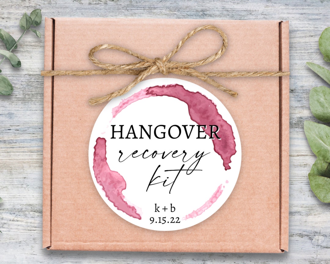 Custom Wedding Hangover Kit Stickers, Hangover Recovery Kit Sticker ...