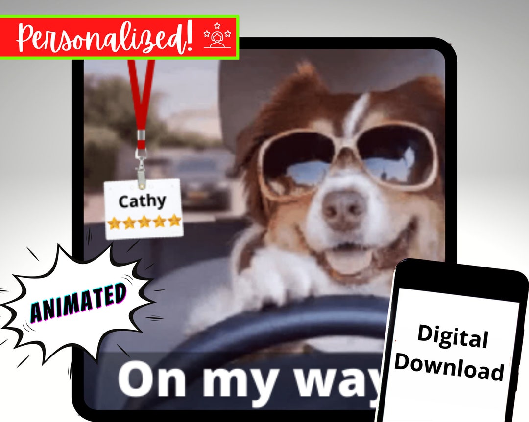 Personalized Dasher Dog Animated on My Way Text Custom - Etsy