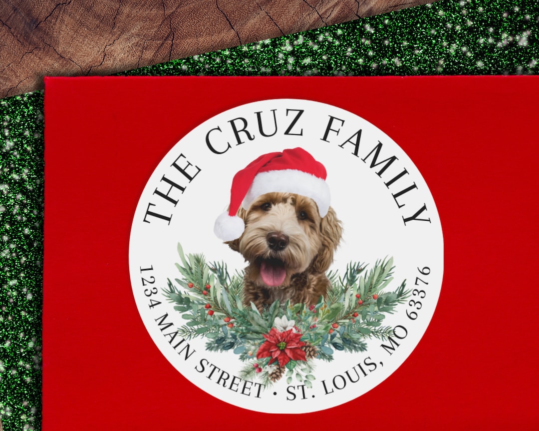 Christmas Address Labels, Pet Address Labels, Dog Christmas Card ...