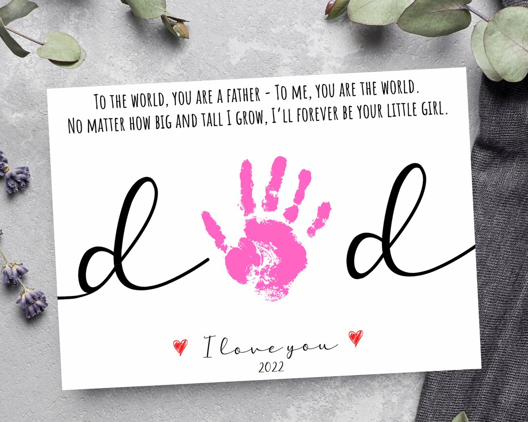 Valentine's Day Handprint Printable, Gift to Dad From Daughter, Son ...