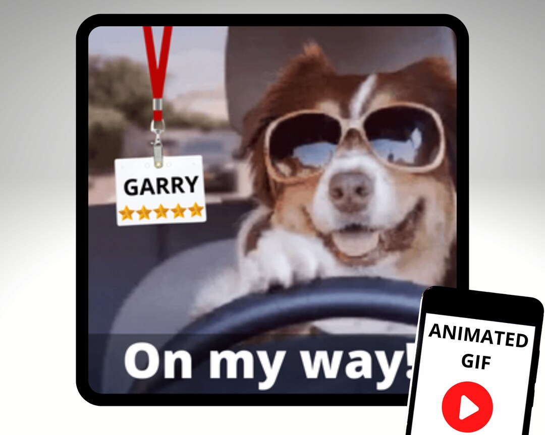 Personalized Dasher Dog Animated on My Way Text, Custom Delivery Driver ...