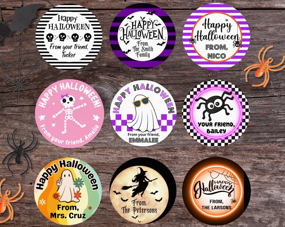 Personalized Halloween Stickers for Favors, Labels for Party Favors ...