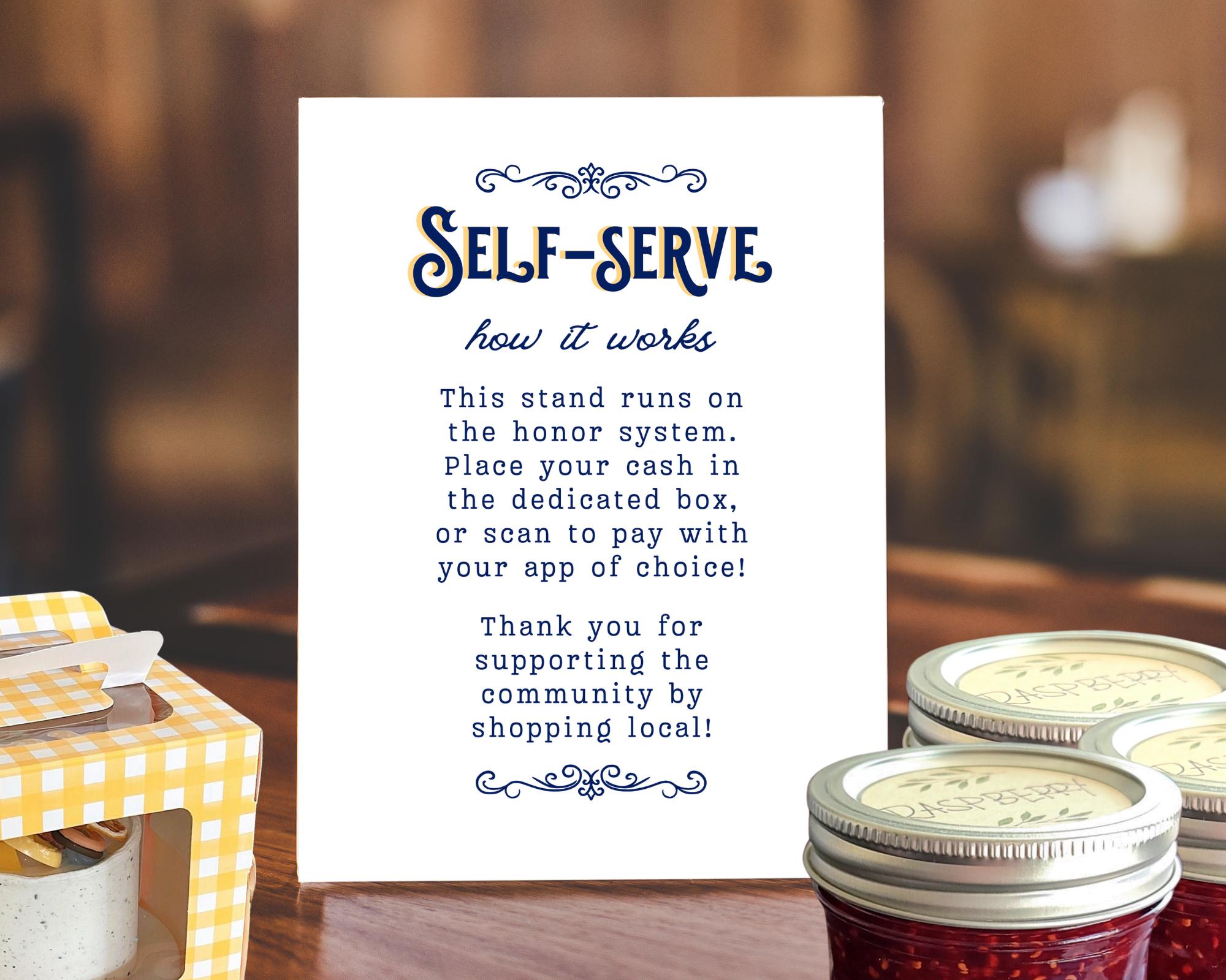 Printable Farmstand Honor System Sign, Bakery Stand Sign, Self Serve ...