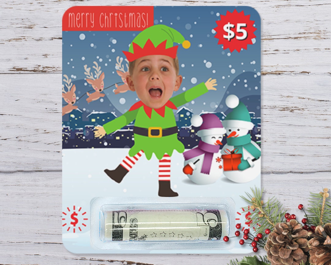 Custom Elf Photo Money Holder Card, Stocking Stuffer, Christmas Money ...
