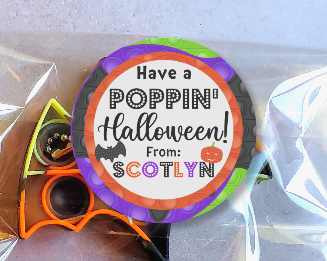 Halloween Stickers for Treat Bags, Poppin Favor Labels, Personalized ...