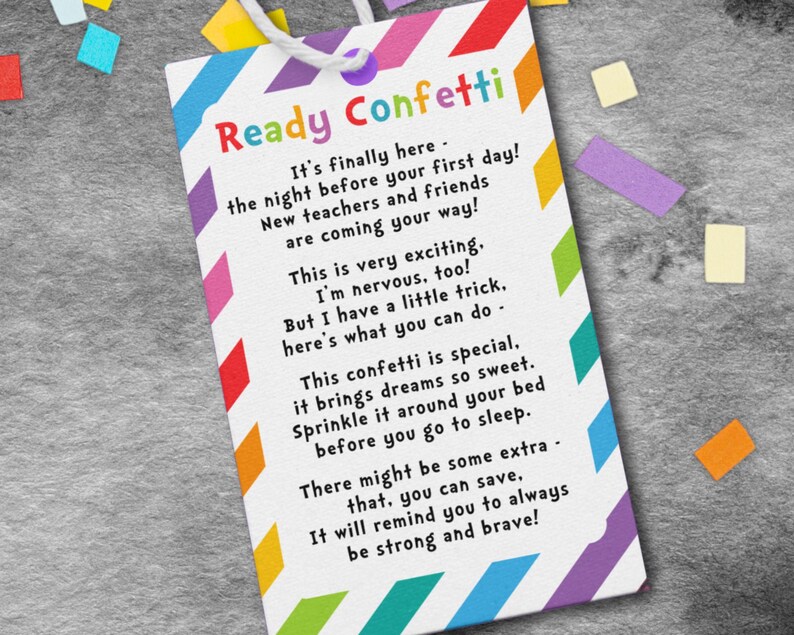 Ready Confetti Printable, Back to School, Night Before First Day ...