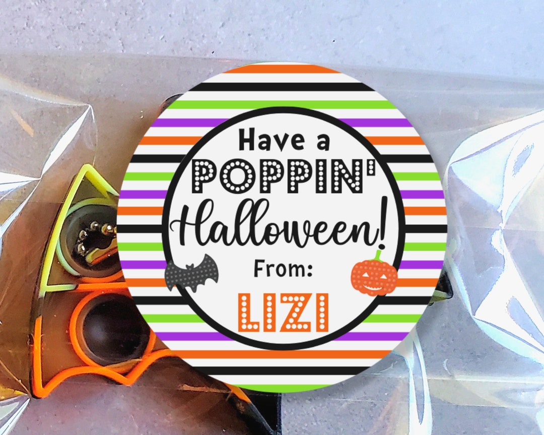 Halloween Stickers for Treat Bags, Poppin Favor Labels, Personalized ...