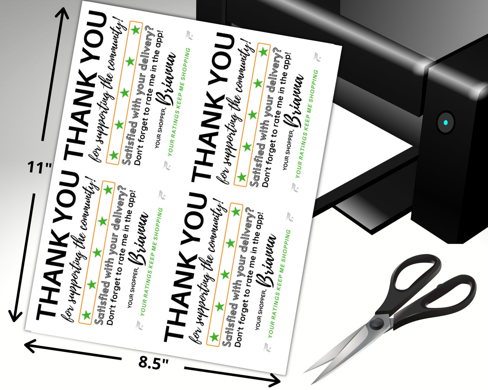 Shopper Personalized Thank You Cards Custom Printable Digital - Etsy