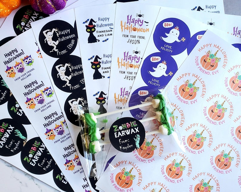 Halloween Stickers for Treat Bags, Favor Labels for Classroom Party ...