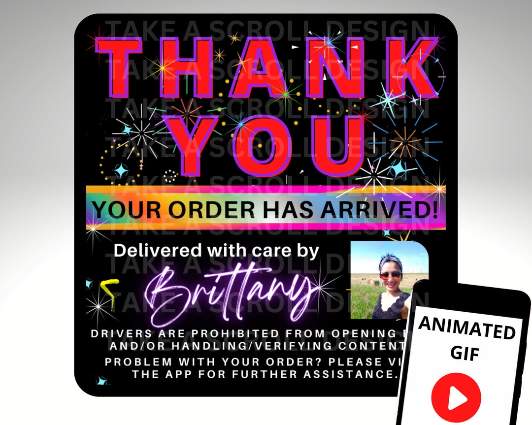 Personalized Dasher Animated Thank You Text, Custom Delivery Driver GIF ...