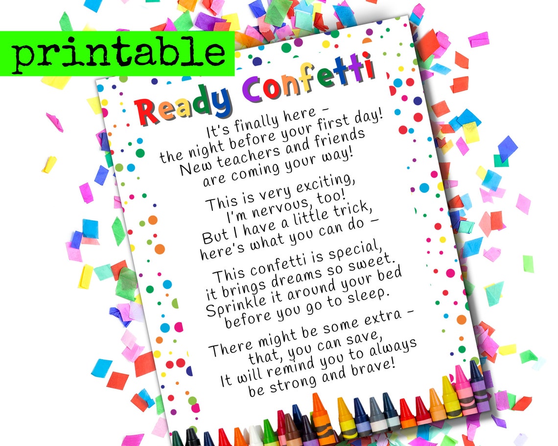 Ready Confetti Printable Back to School Night Before First - Etsy