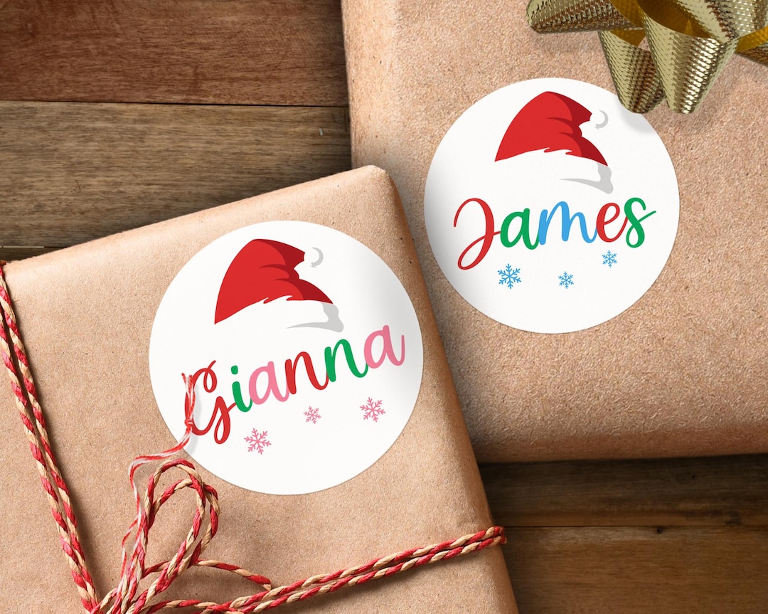 Personalized Christmas Name Tag Labels, Kid Gift Label Stickers, Gift ...