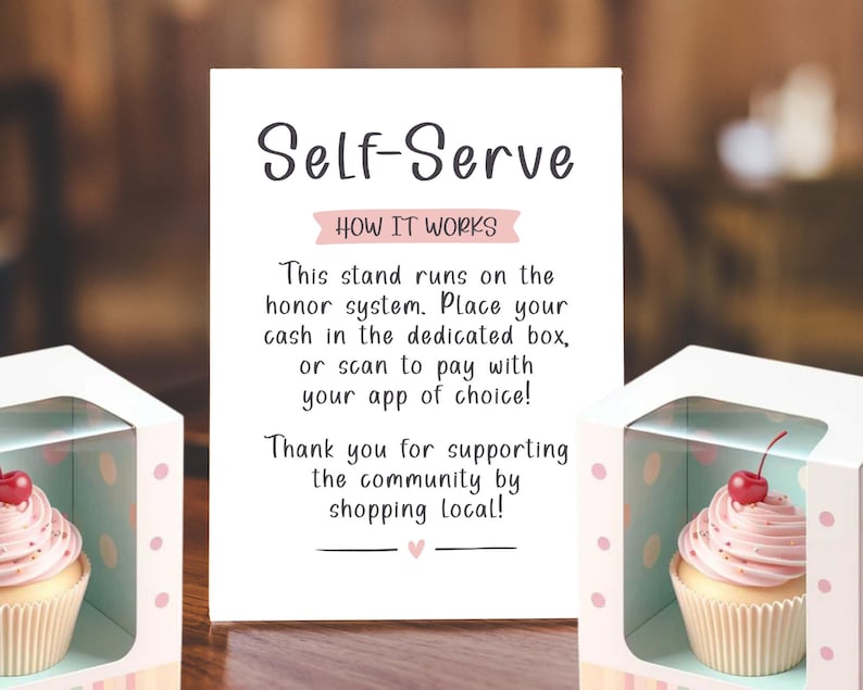 Printable Farmstand Honor System Sign, Bakery Stand Sign, Self Serve ...