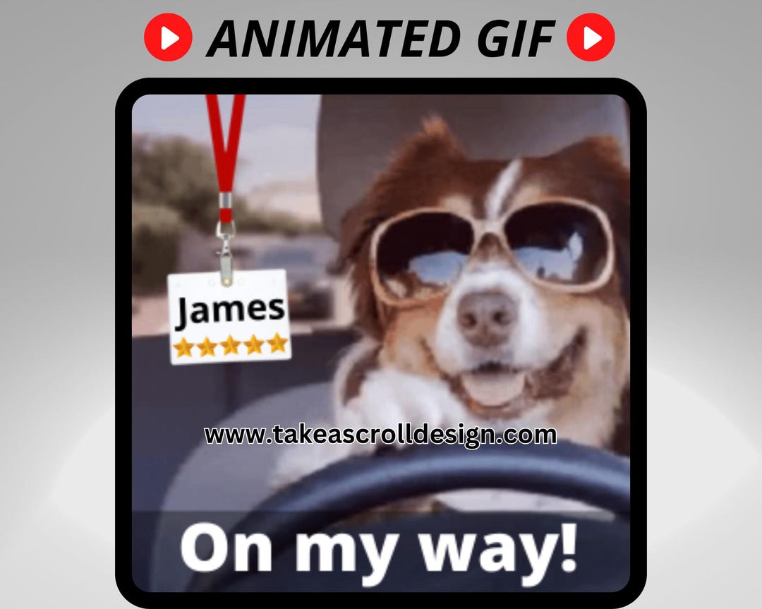 Personalized Dasher Dog Animated on My Way Text, Custom Delivery Driver ...