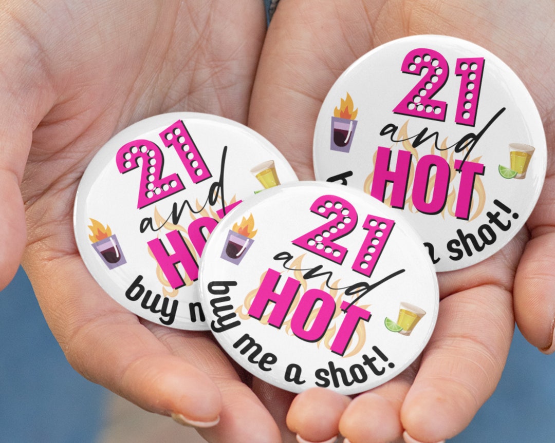 21st Birthday Button, 21st Birthday Gift for Her, 21st Birthday Basket ...