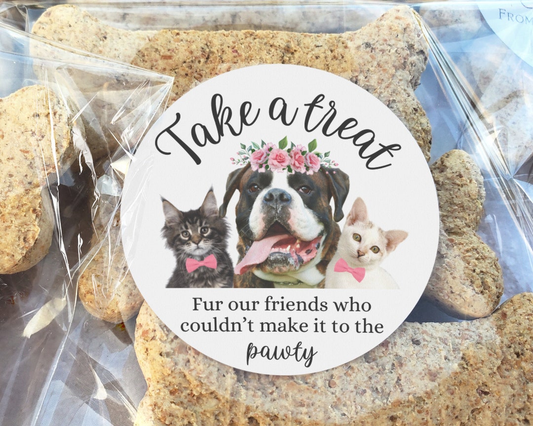 Dog Wedding Stickers, Doggie Bag Favor, Take a Treat Fur My Friend, Dog ...