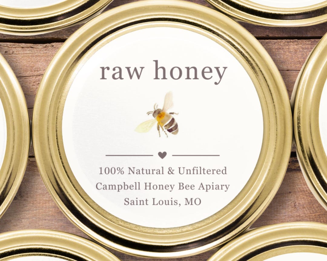 Custom Honey Jar Labels, Round Honey Stickers, Personalized Honey Bee ...